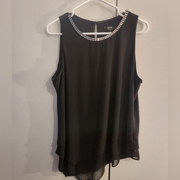 MSK | Tops | Msk Womans X Black Jeweled Neck Sleeveless Top | Poshmark